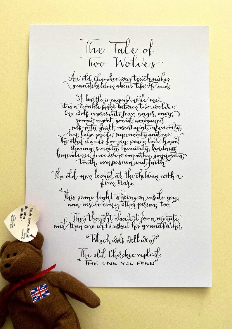 The Tale of Two Wolves, Self Reflection and Awareness Poem, Personal ...