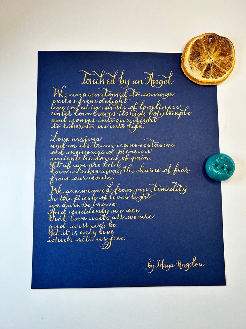Maya Angelou Poem Print: "touched by an Angel" Calligraphy Art - Etsy