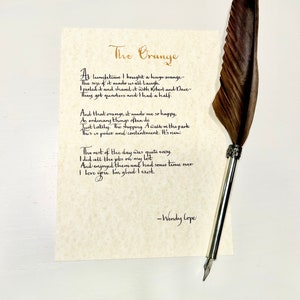Handwritten Wendy Cope Poem, 'orange' - Literary Art, Handwritten ...