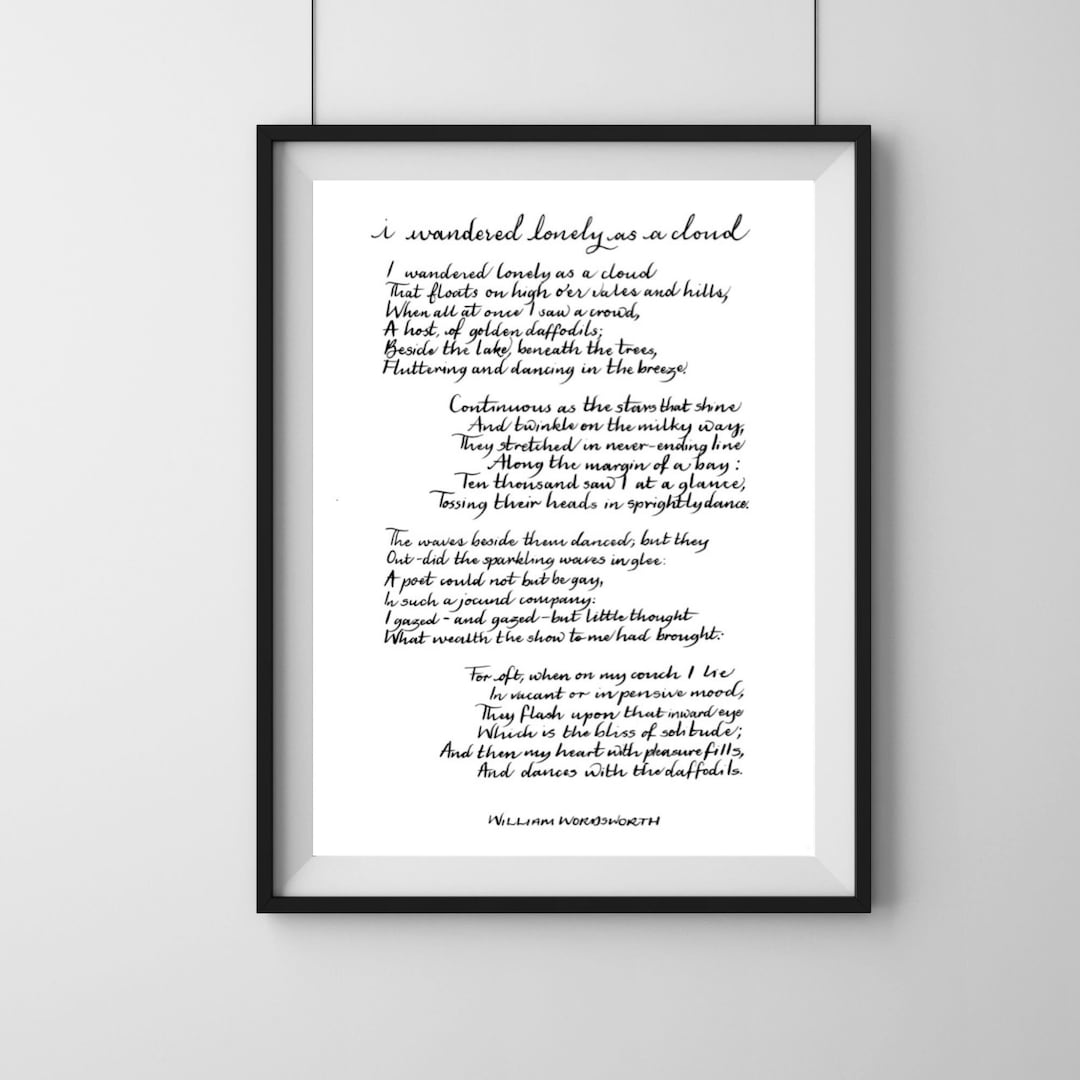 I Wandered Lonely as a Cloud, Nature Inspired Decor, Literary Home ...