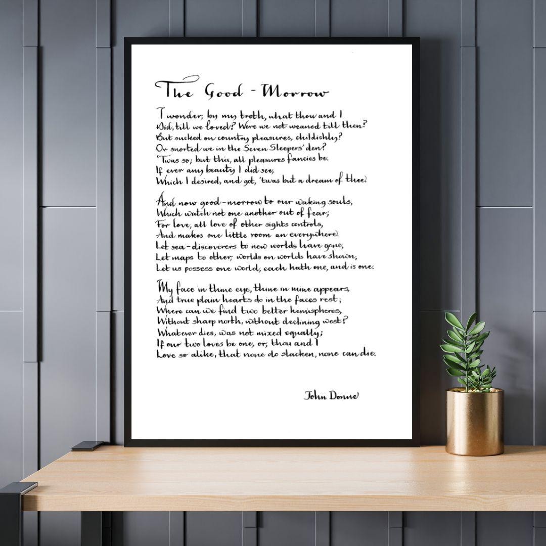 The Good Morrow Print, John Donne Poem, Calligraphy Print, Handwritten ...