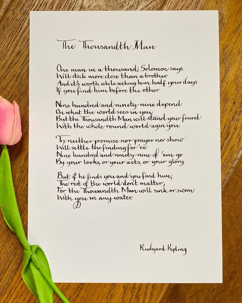 The Thousandth Man Poem Print, Groomsman Gift, Best Friend Gift, Best ...