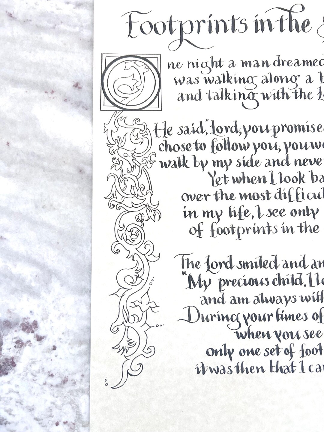 Footprints in the Sand Handwritten in Celtic Calligraphy: Bereavement ...