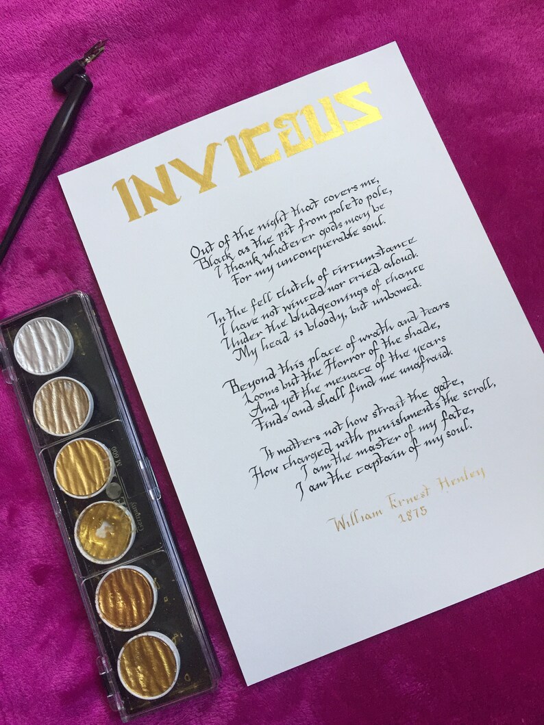 INVICTUS Handwritten, Invictus Poem Calligraphy Invictus, Inspirational ...