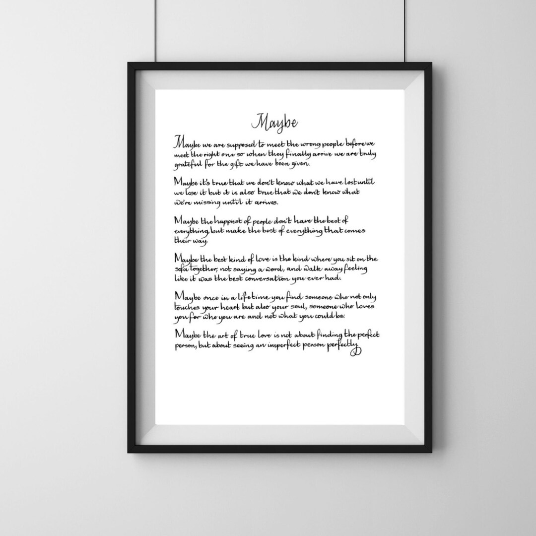 Maybe Poem Print, Wedding Anniversary Gift - Etsy