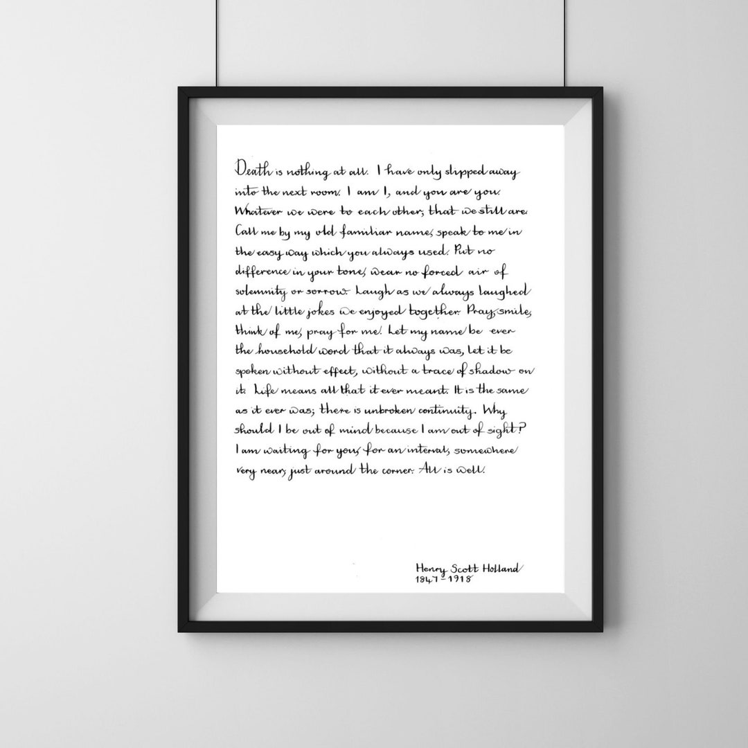 Death is Nothing at All Funeral Poem Death Poem Funeral - Etsy