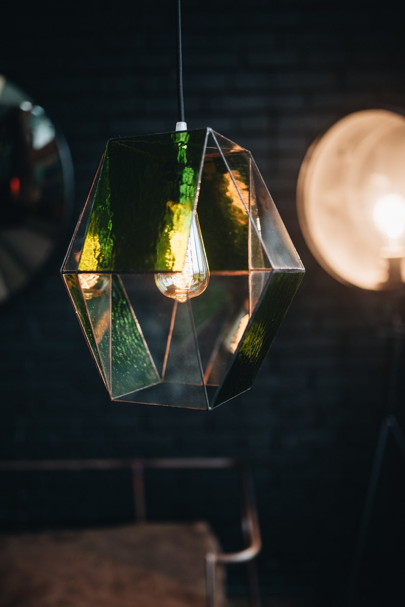 Pendant Light / Geometric Glass Ceiling Light / Glass Pendant - Etsy