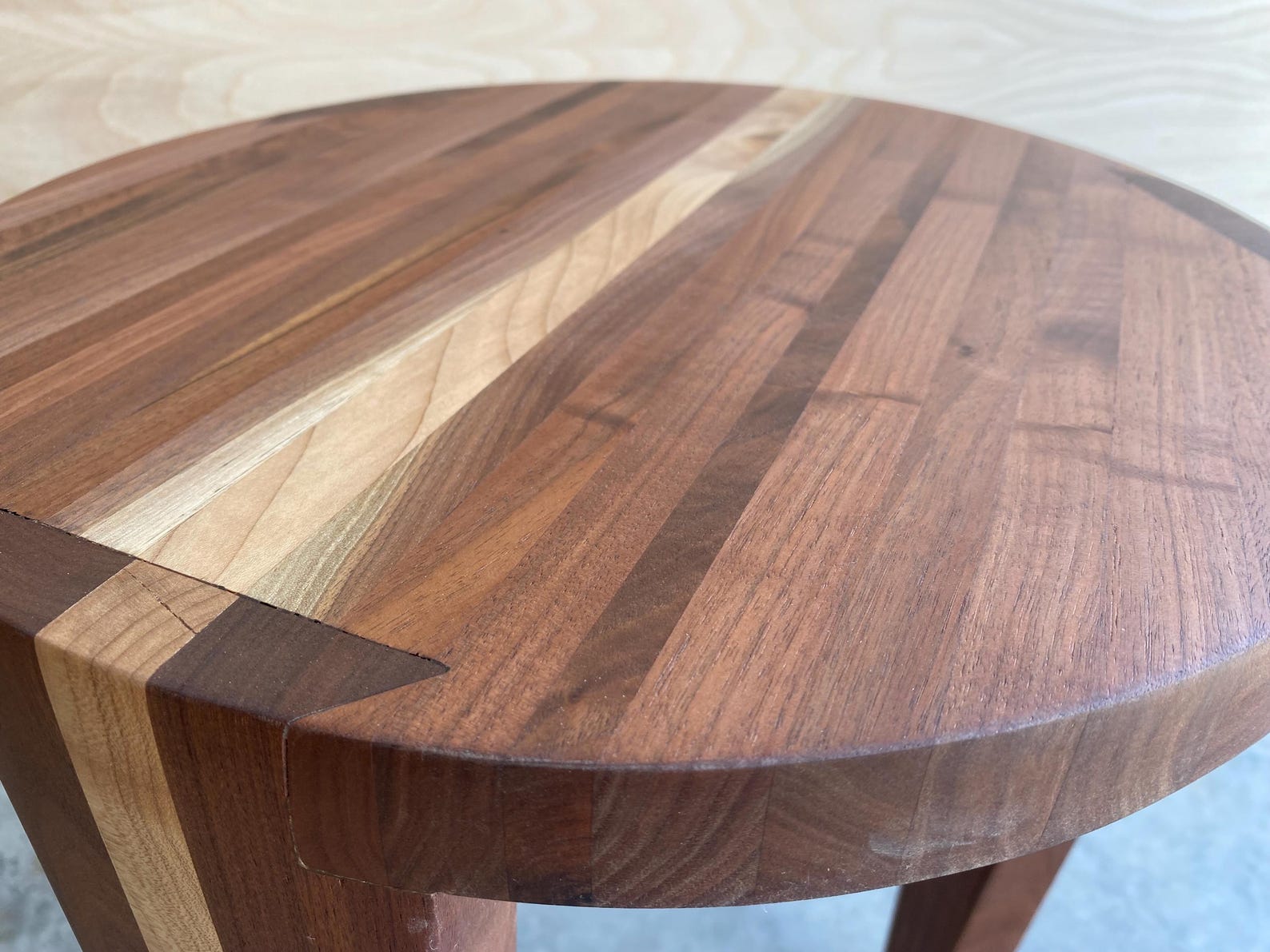 Round End Table | Striped | Walnut | Wood | Dovetail | Handmade ...