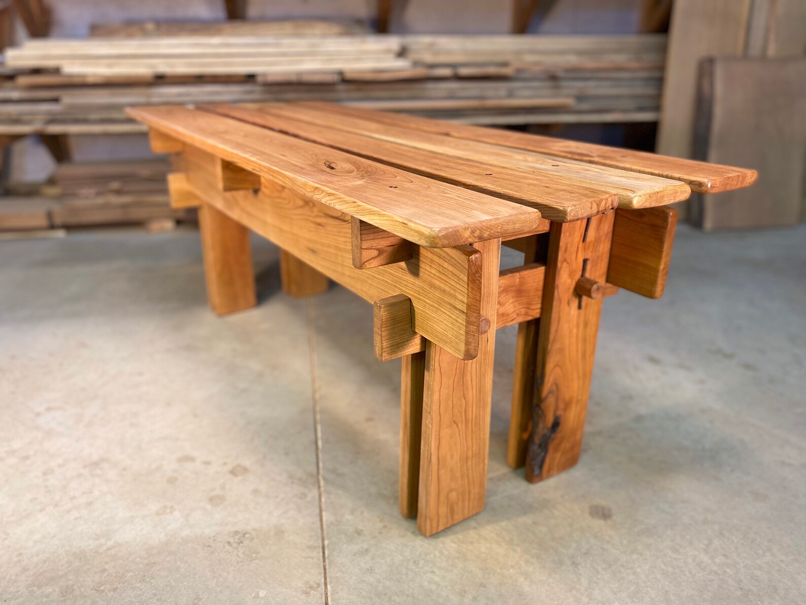 Cherry Wood Japanese Style Bench: No Fastners Only Joinery Garden Seat ...
