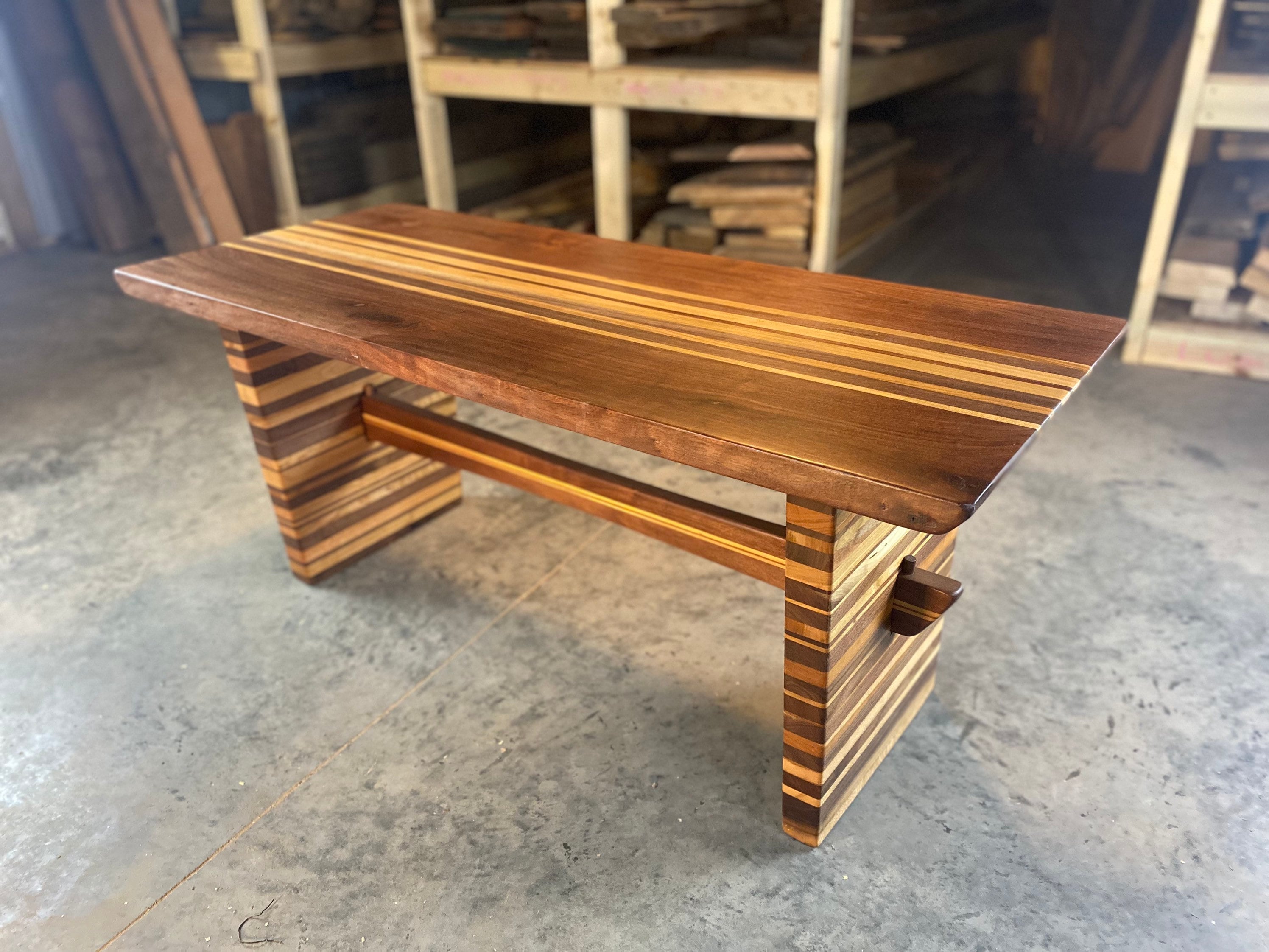 Striped Bench | Walnut Cherry Oak | Entry Bench | Artistic | Unique ...