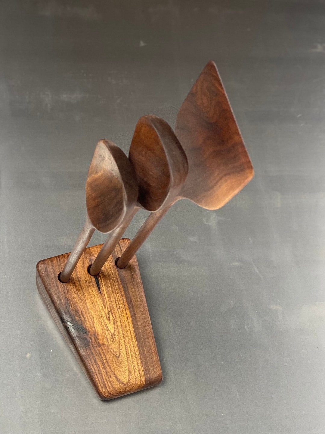 Kitchen Utensils | Wooden | Walnut | Hand Carved - Etsy