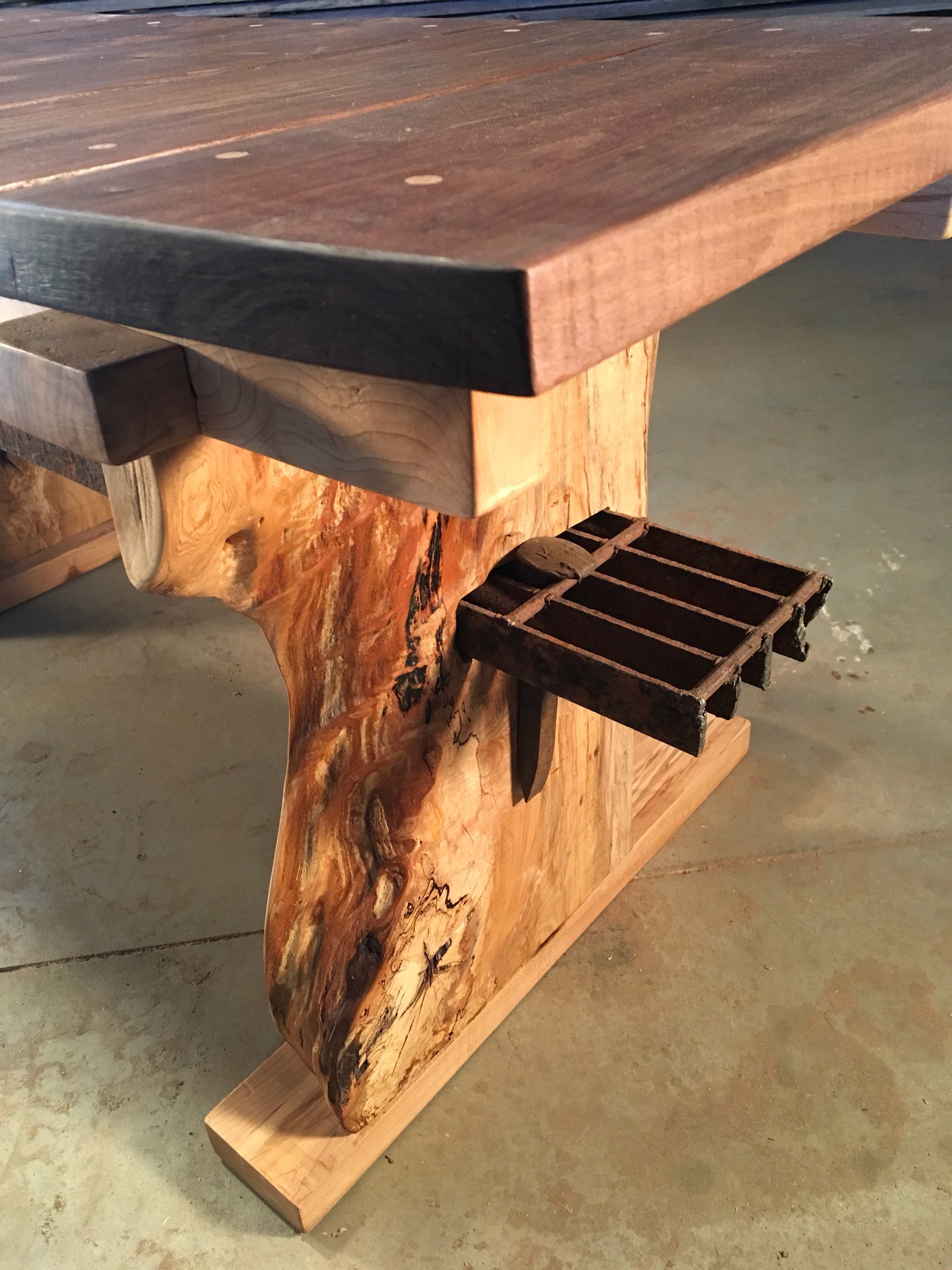 Live Edge Maple and Walnut Bench: Unique Handmade Sewt With Reclaimed ...