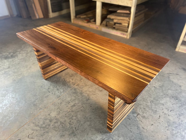 Striped Bench | Walnut Cherry Oak | Entry Bench | Artistic | Unique ...