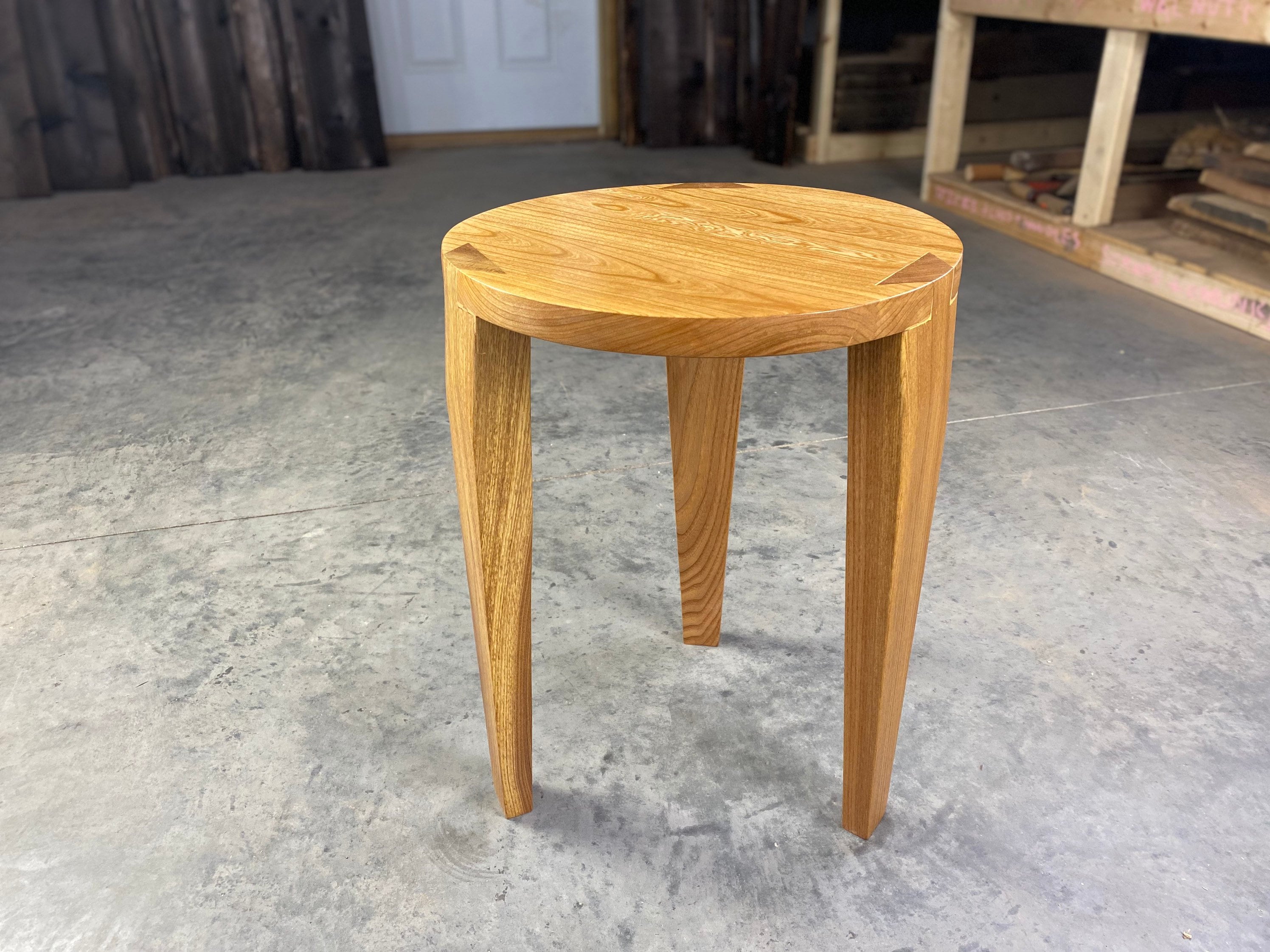 Round End Table Circle Cherry Wood Dovetail Handmade Joinery No ...