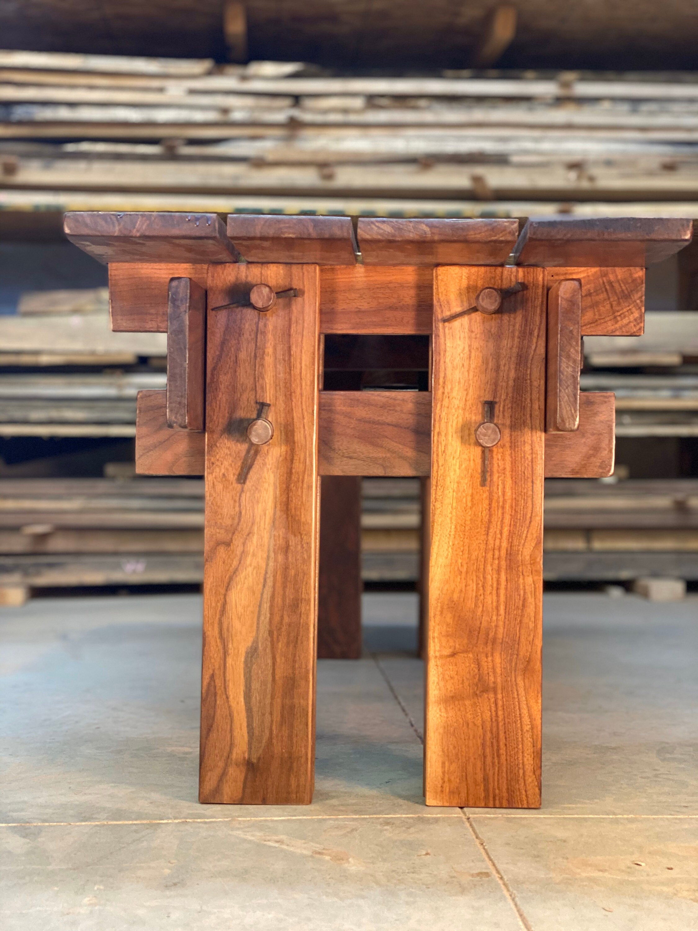 Walnut Japanese Style Bench: Reclaimed Wood Garden Seat - Etsy