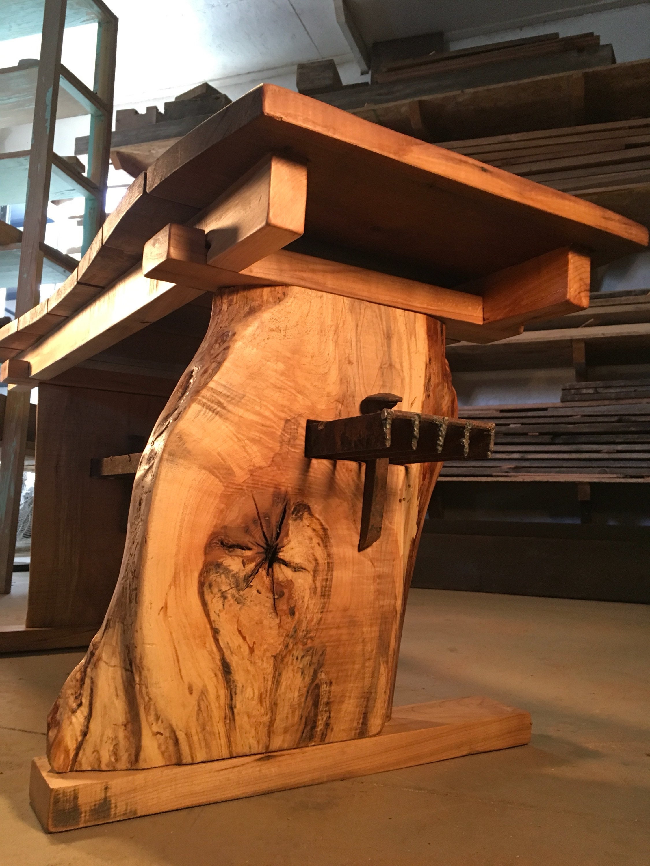 Live Edge Maple and Walnut Bench: Unique Handmade Sewt With Reclaimed ...