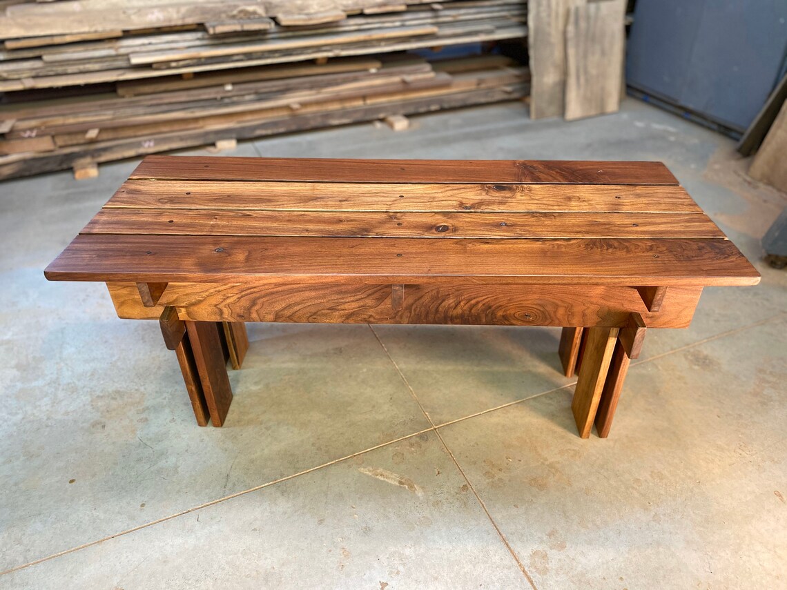 Walnut Japanese Style Bench Garden Bench Reclaimed Wood Vintage Nail ...