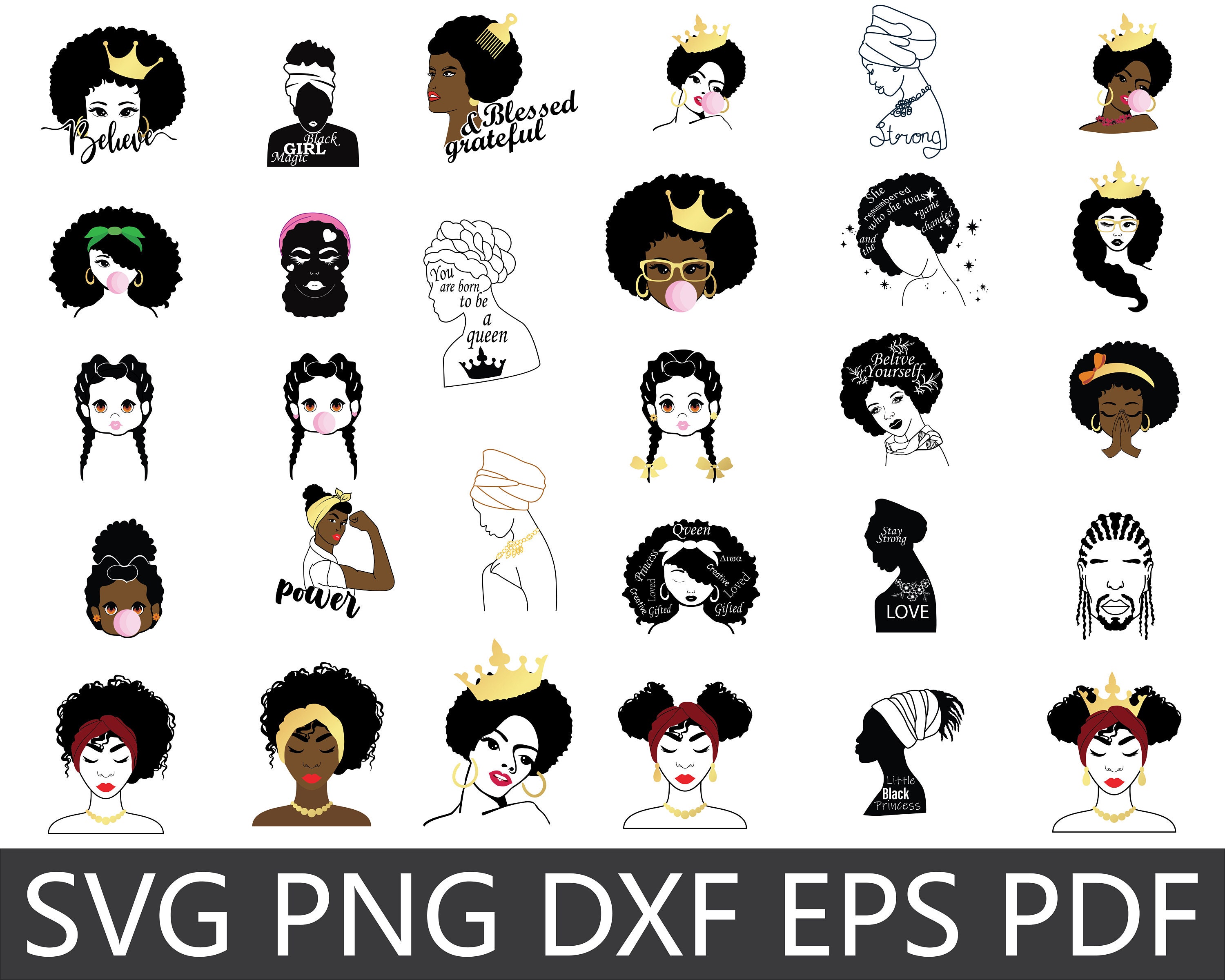 Afro Woman SVG Afro Girl Svg Afro Bundle Svg Afro Lady Svg - Etsy UK