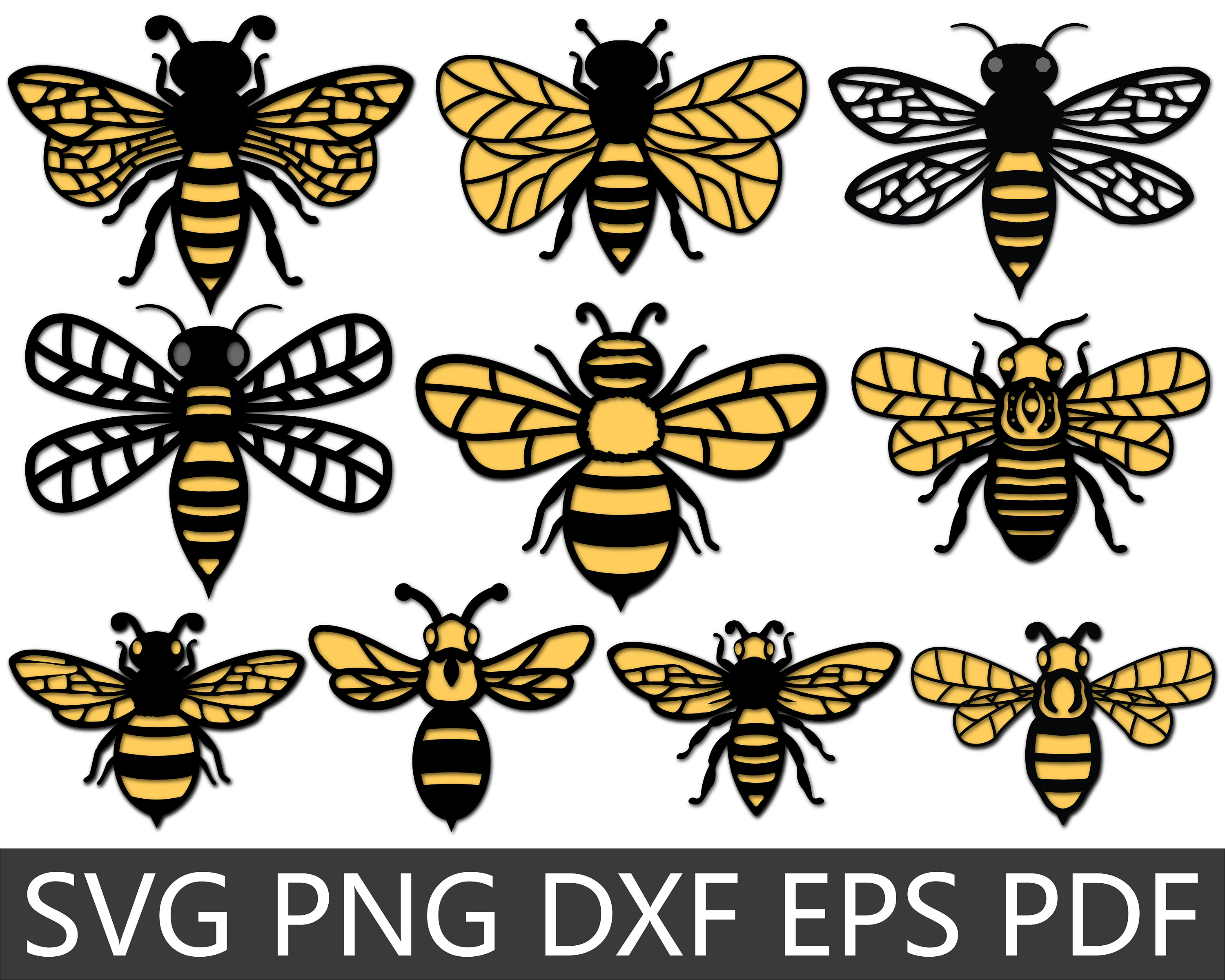 Bee SVG Bundle: Layered Insect Clipart (10 Designs) - Etsy