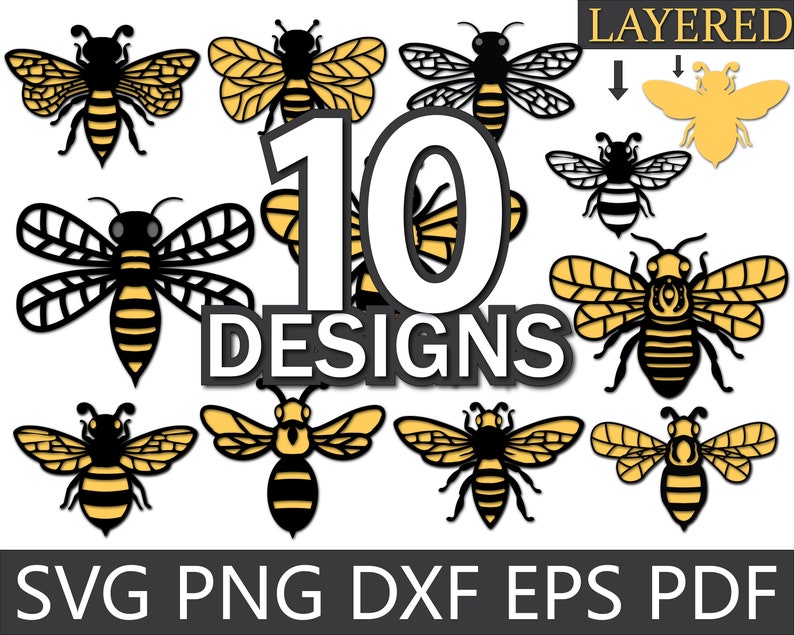 Bee SVG Layered Bee Bundle Svg PNG EPS Bee Clipart Svg - Etsy