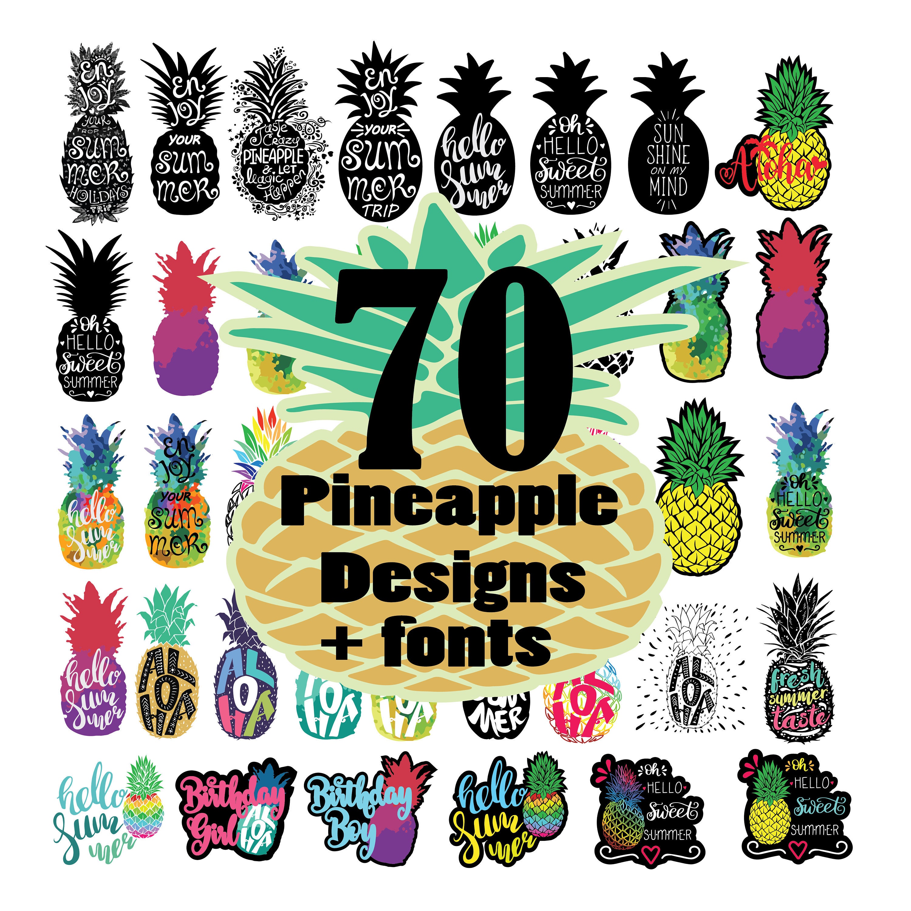 Pineapple SVG Pineapple Bundle Svg Pineapple Clipart Cricut - Etsy