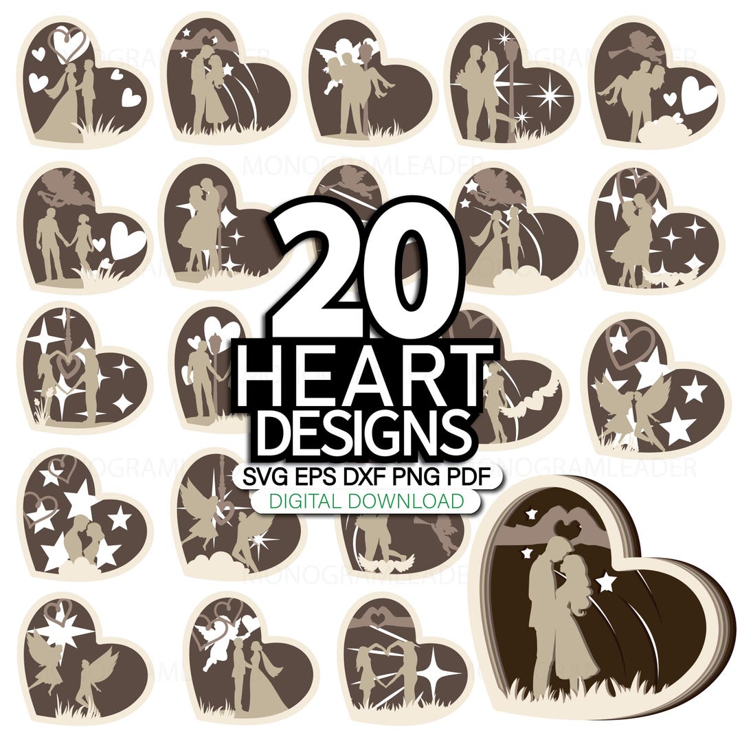 Heart Laser Cut Files SVG, Heart SVG Bundle, Heart Decor Laser Cut ...