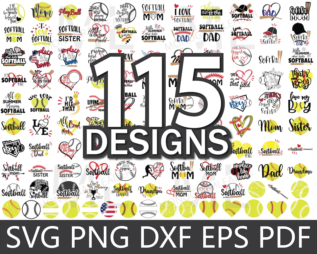 Softball SVG Bundle: 115 Designs, Mom, Clipart (digital Download) - Etsy