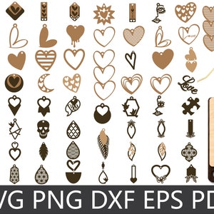 Earring Svg, Leather Earring Svg, Heart Earring Svg, Faux Leather ...