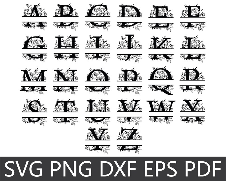 Split Monogram SVG Split Monogram Frame Alphabet SVG - Etsy