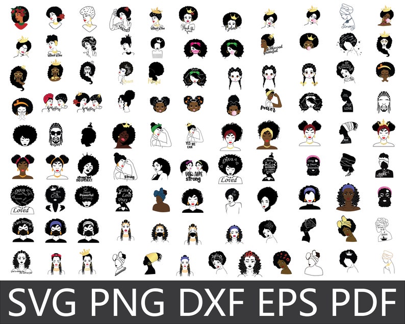 Afro Woman SVG Afro Girl Svg Afro Bundle Svg Afro Lady Svg - Etsy