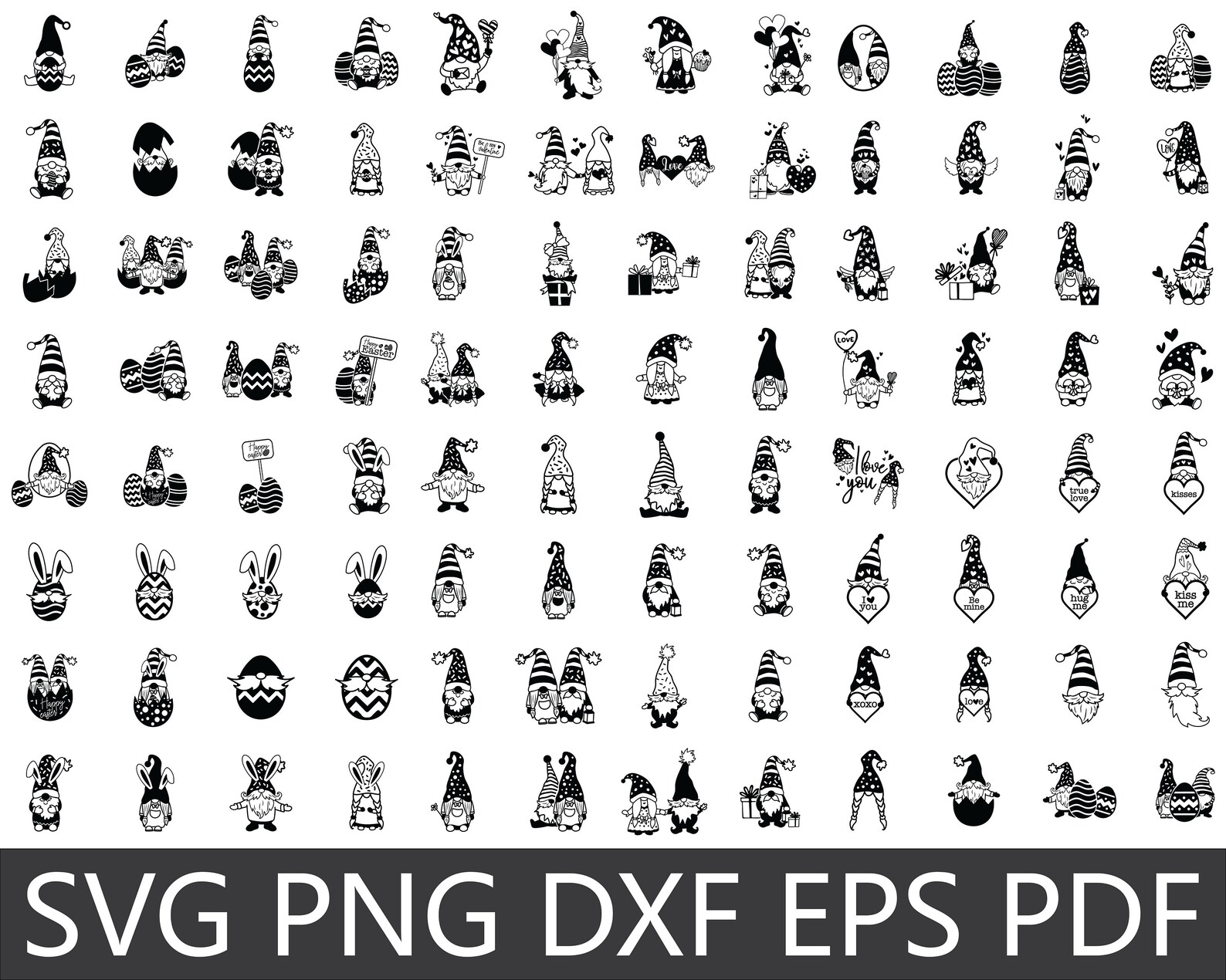 Gnome Bundle SVG, Gnome Svg, Valentines Day Gnomes SVG, Hand Drawn ...