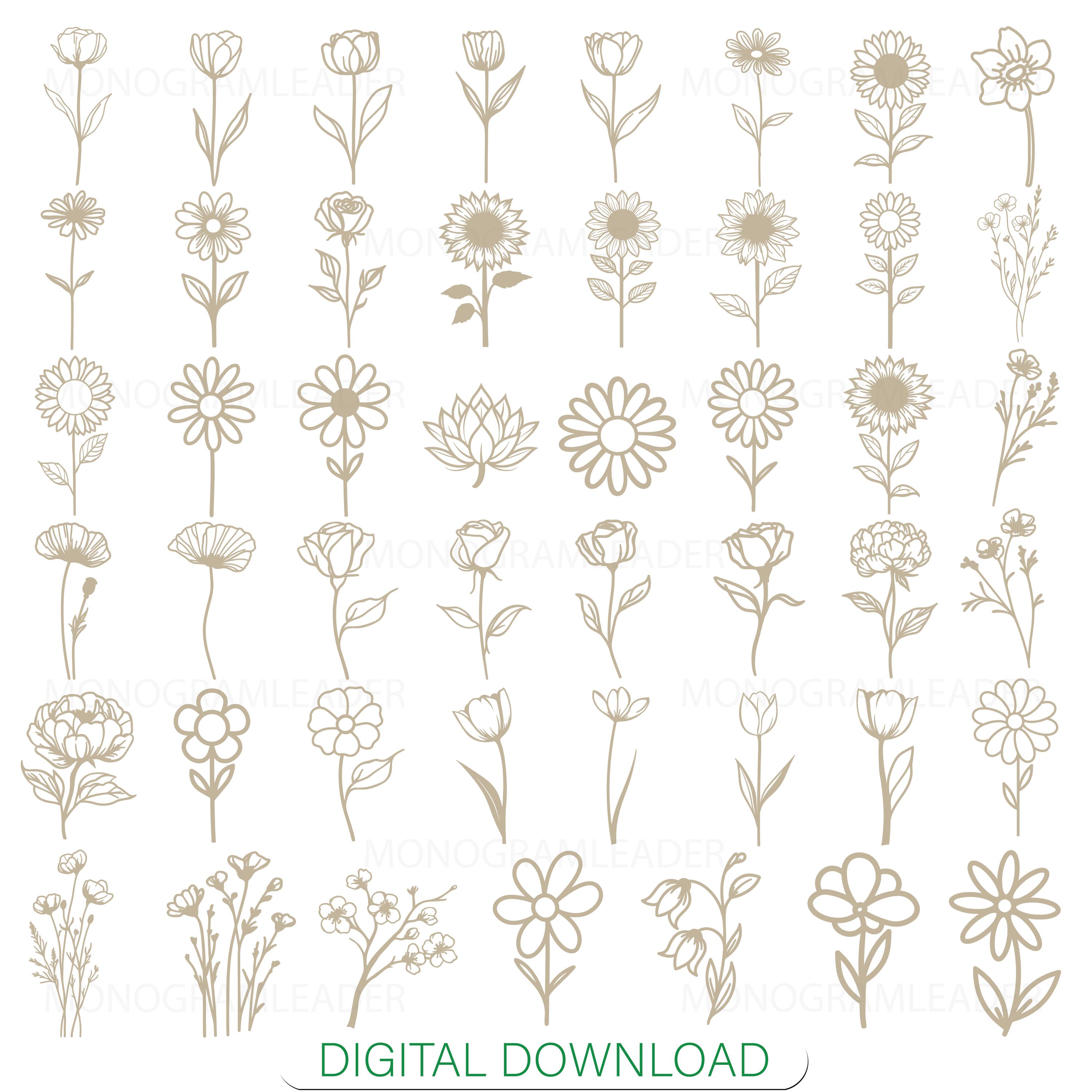 Wildflower SVG Bundle: 47 Flower Laser Cut Files (digital Download) - Etsy