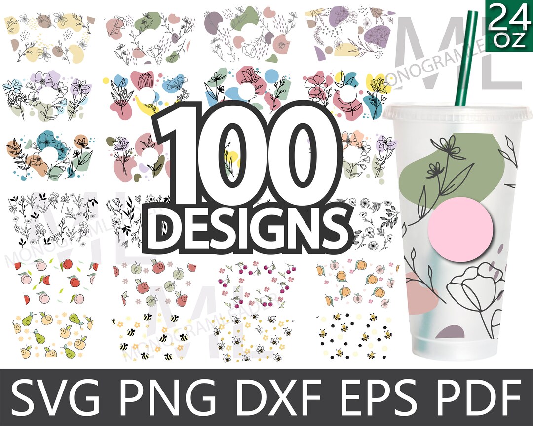24oz Venti Cold Cup Wrap SVG: 100 Designs Bundle (digital Files) - Etsy