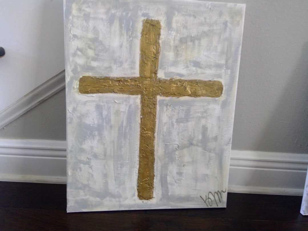Textured Acrylic Cross Painting on 16x20 Canvas - Etsy