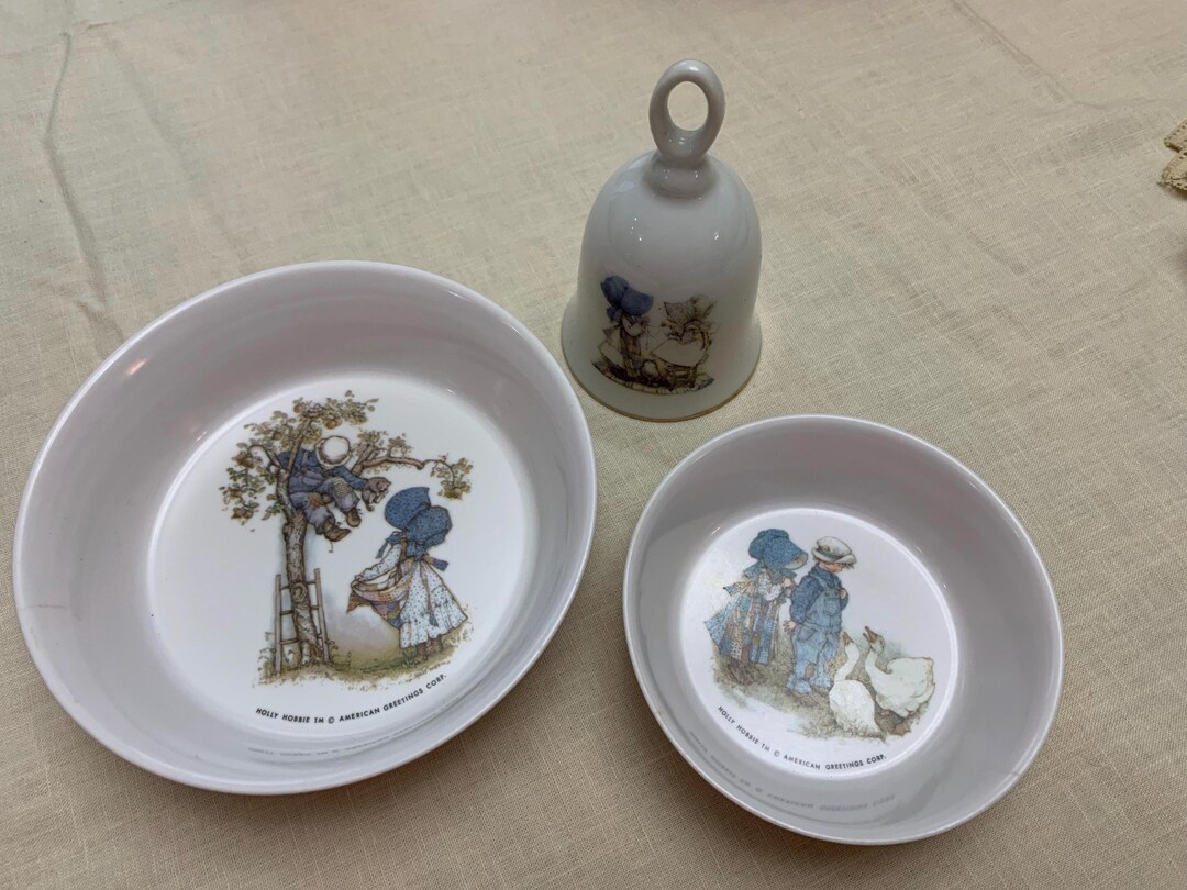 Vintage Holly Hobby Plastic Bowls and Porcelain Bell - Etsy
