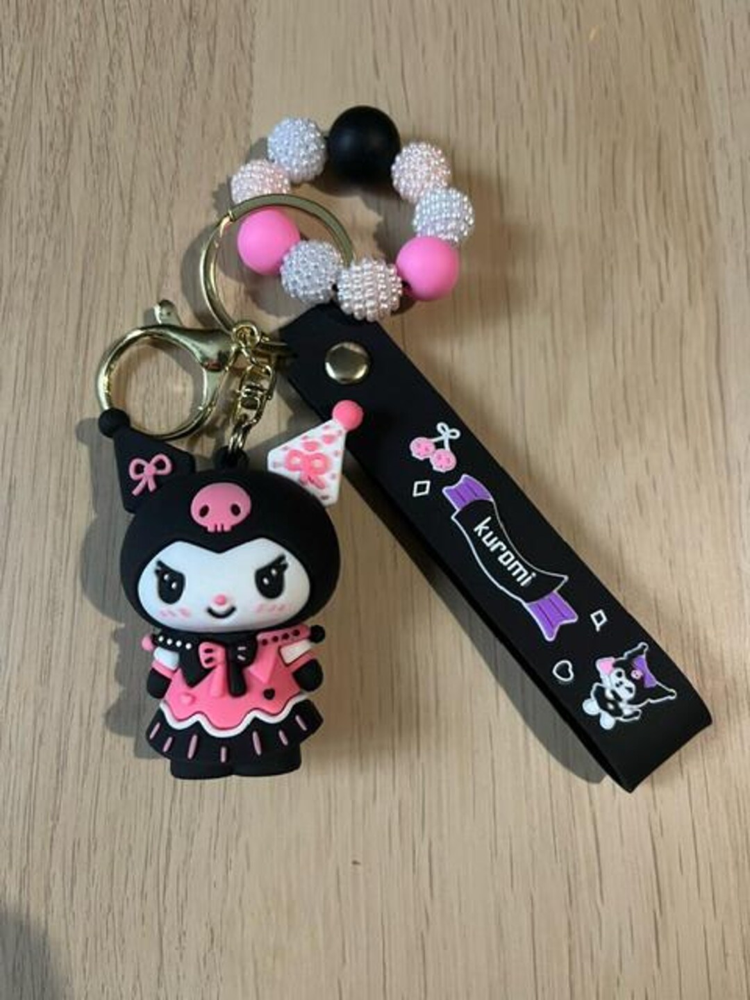 Kuromi Sanario Hello Kitty Large Key Chain Key Ring Wristlet - Etsy