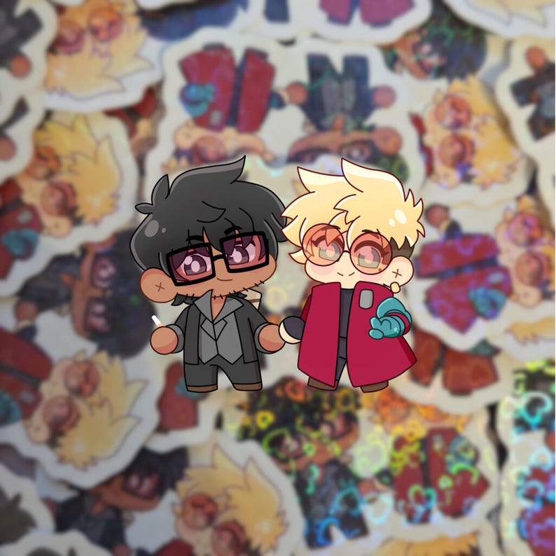 Tristamp Mini Holographic Chibi Sticker - Vashwood Holding Hands - Etsy