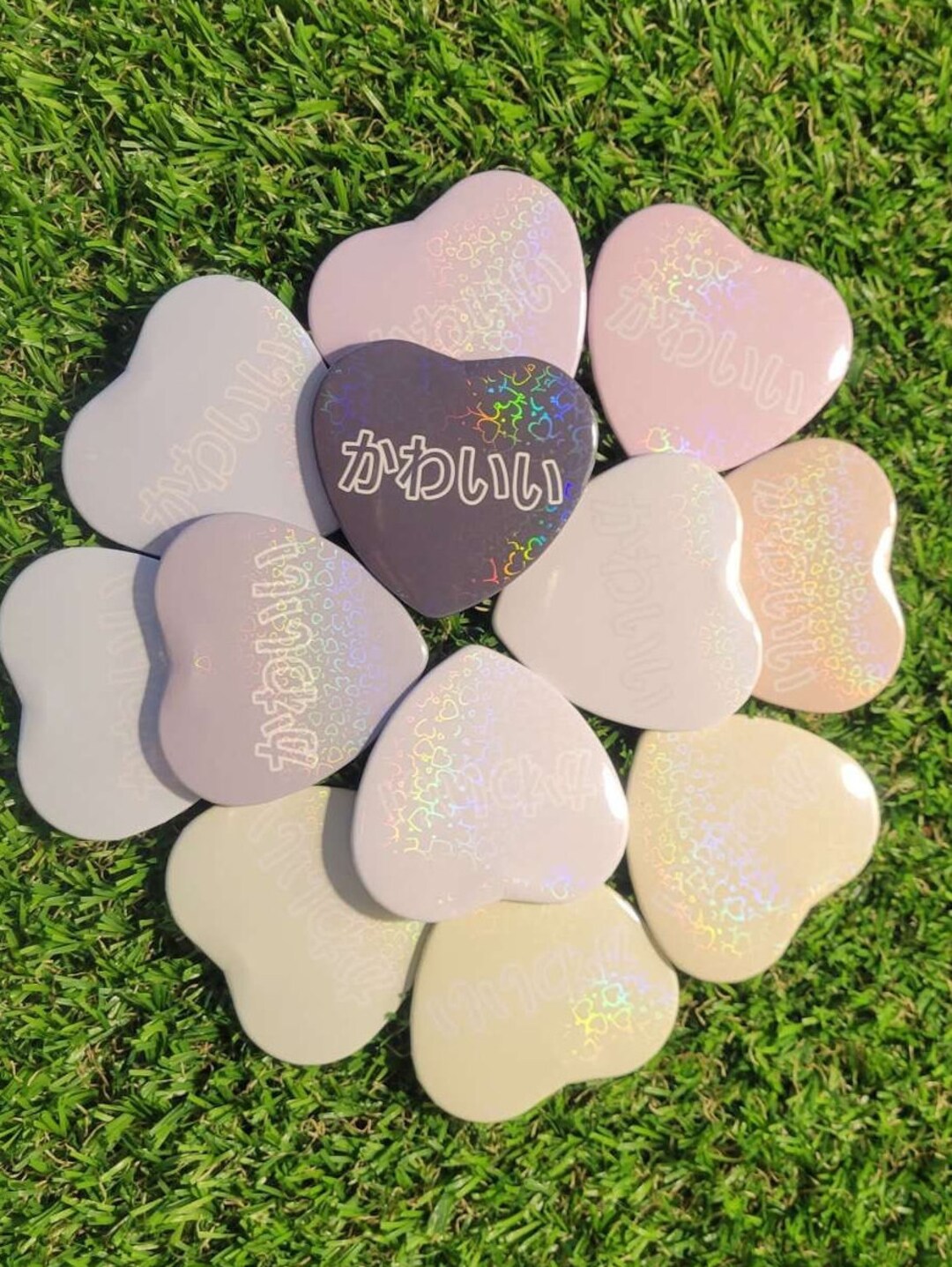 Pastel Kawaii Heart Badges - Etsy
