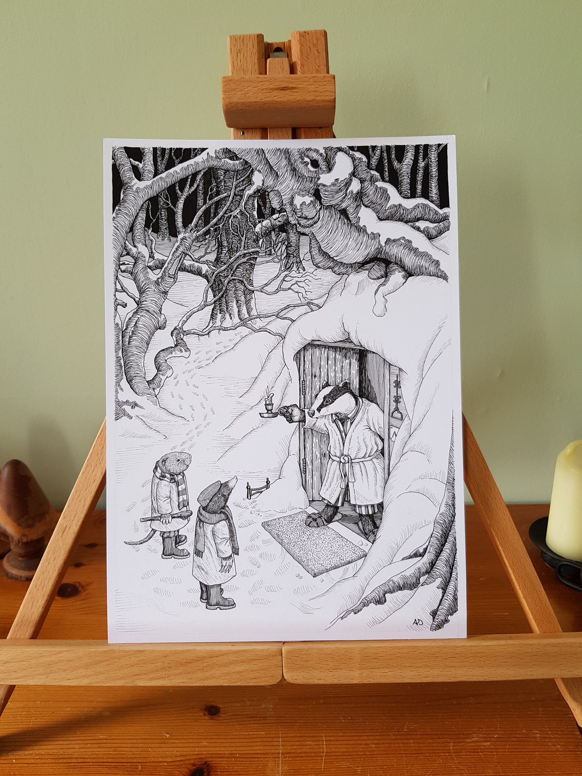 Wind in the Willows Mr Badger Mole Rat Pen and Ink Illustration - Etsy