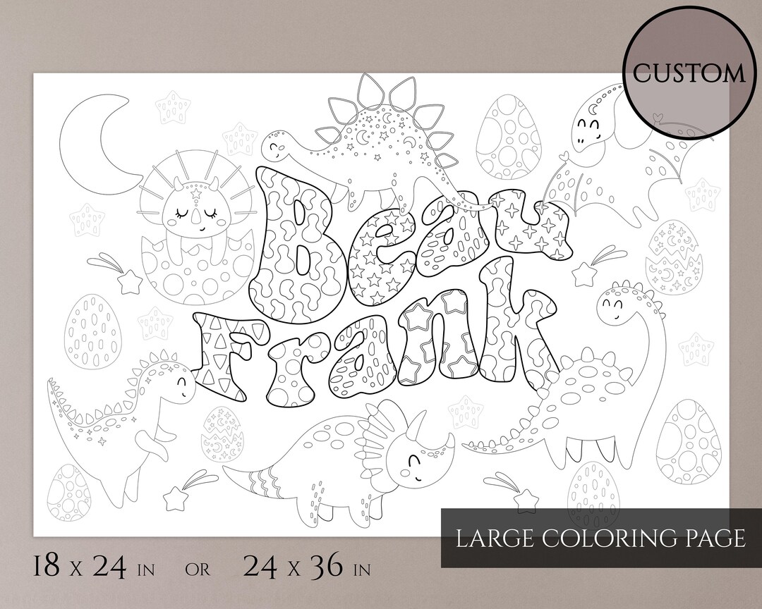 Giant Dino Custom Kids Coloring Page, Large Dinosaur Name Coloring Page ...