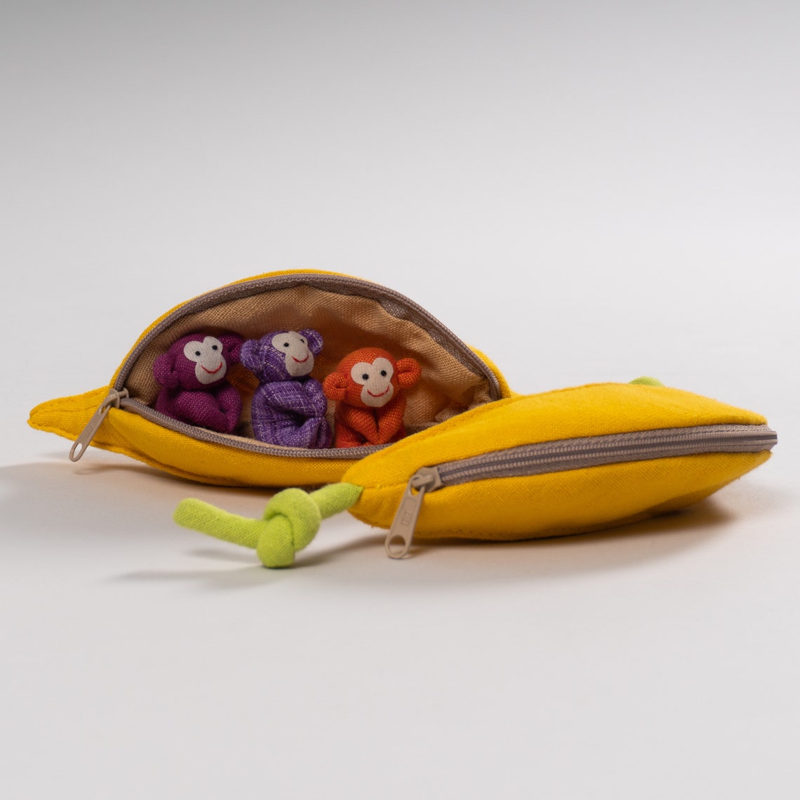 CUTE Monkeys in a Banana Zip Pouch / Purse Handmade & Unique - Etsy
