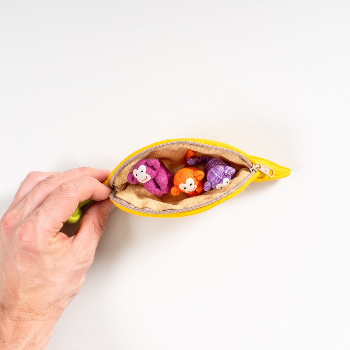 CUTE Monkeys in a Banana Zip Pouch / Purse Handmade & Unique - Etsy