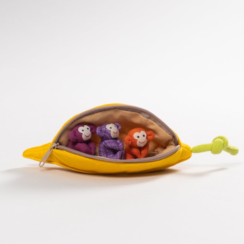 CUTE Monkeys in a Banana Zip Pouch / Purse Handmade & Unique - Etsy