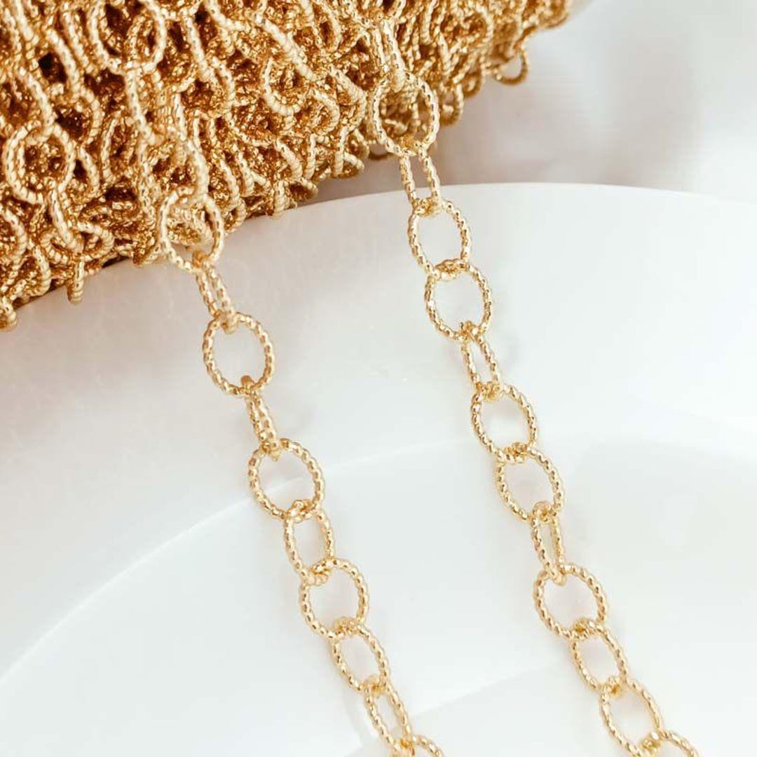 50cm Gold Cuban Link Chain Necklace, Twisted Round Chains for Jewelry ...