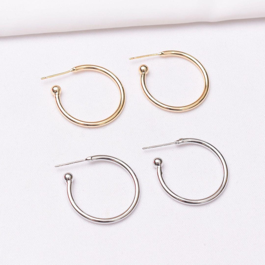 10pcs 14K Gold Plated Brass C Shape Ear Stud, Hoop Earring, Earrings ...