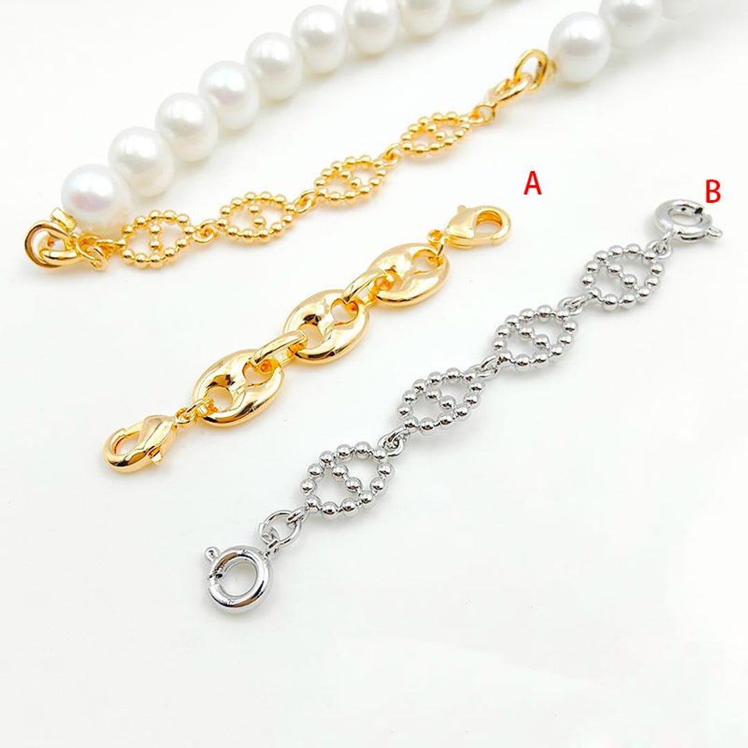2pcs Gold Plated Brass Extender Chains With Spring Clasp, Necklace ...
