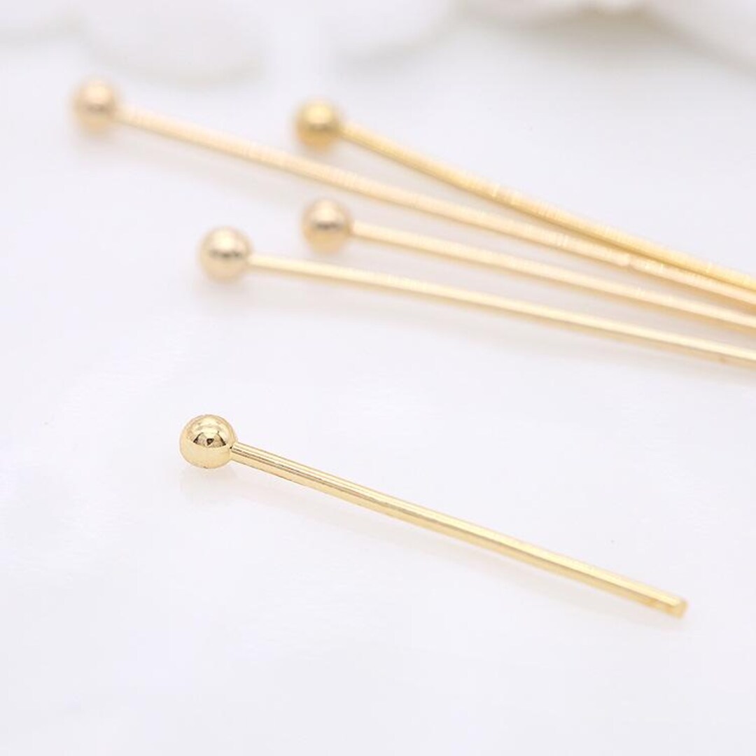 100pcs 14K Gold Plated Ball Head Pin, Brass Headpins Jewelry Making ...