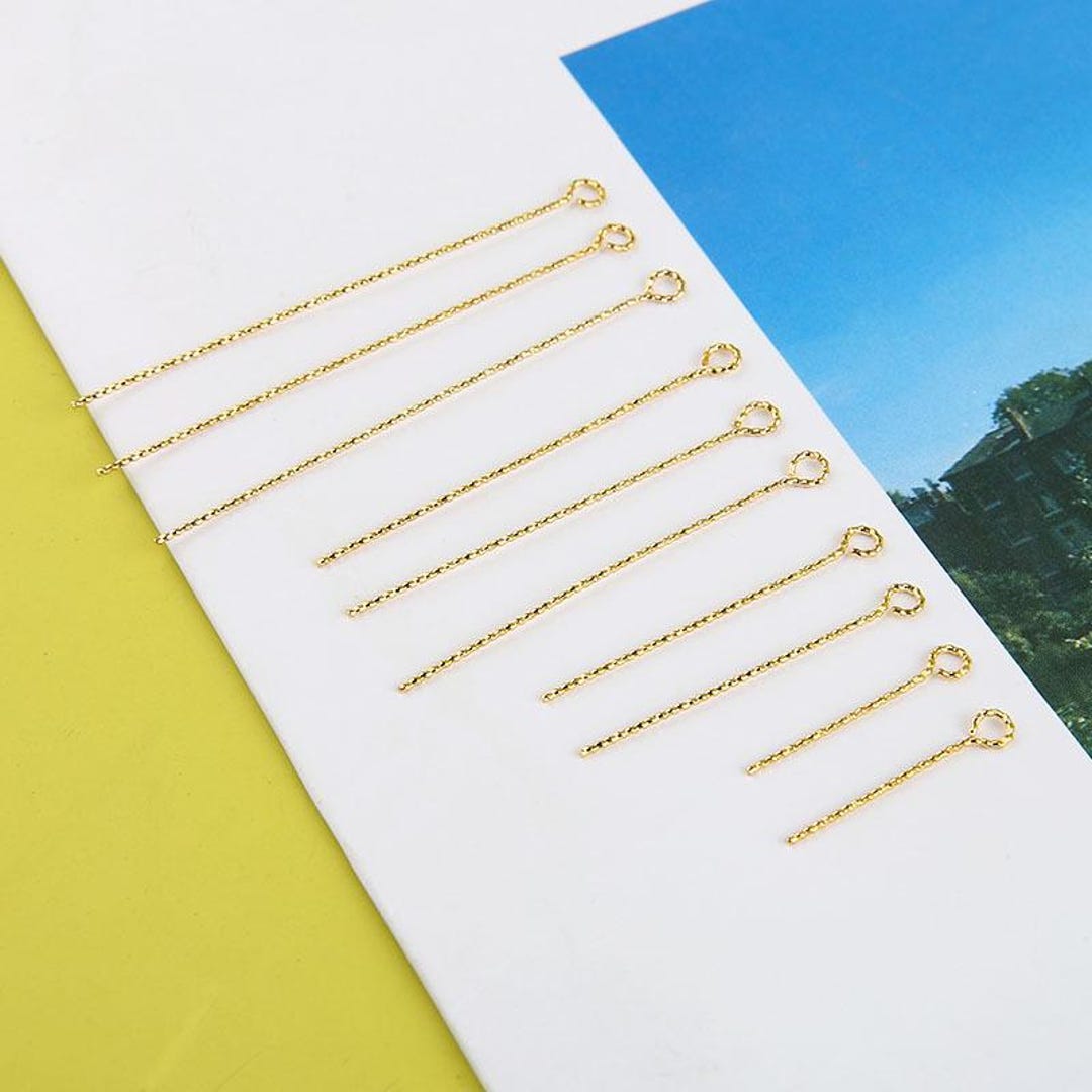 50pcs 18k Gold Plated Eye Head Pin, Diy Headpins Jewelry Making, 25mm ...