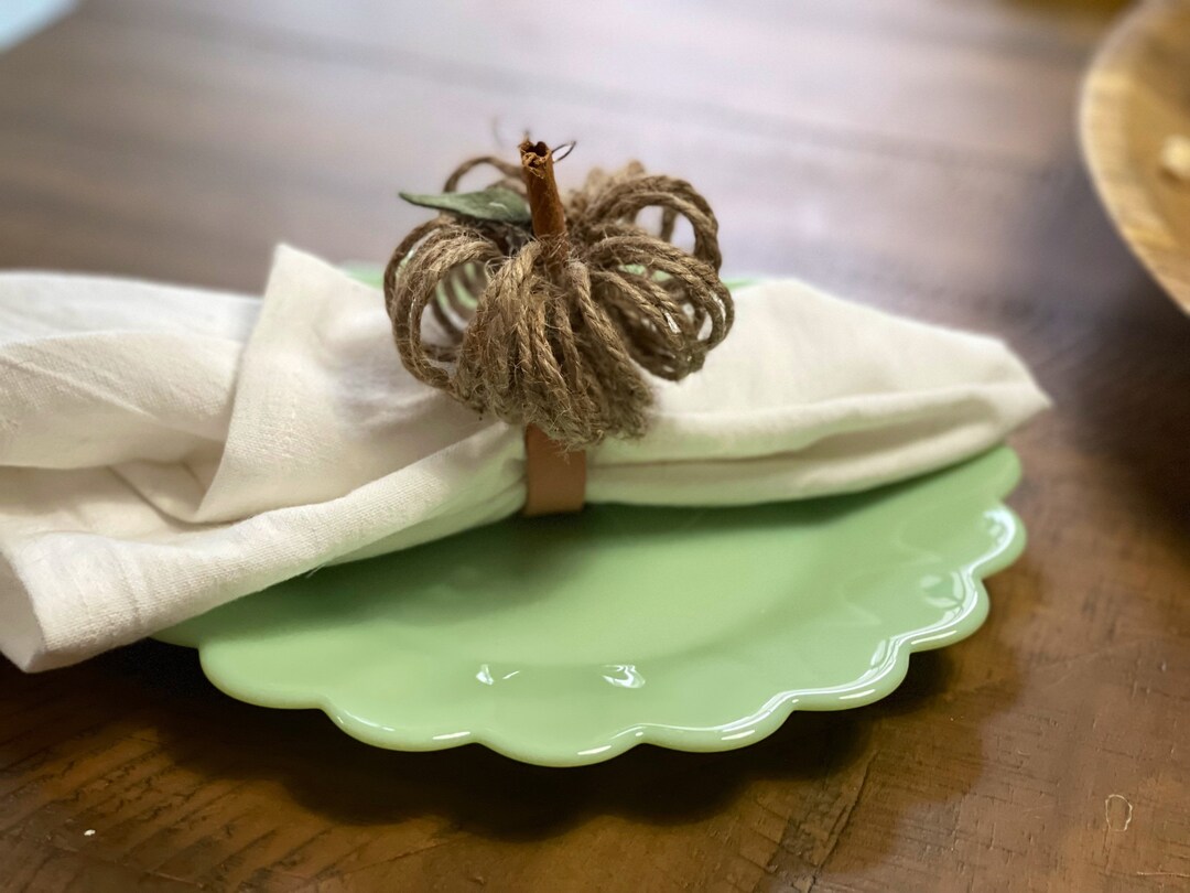 Set of 4 Pumpkin Napkin Rings With Leather Band. Napkin Rings. - Etsy
