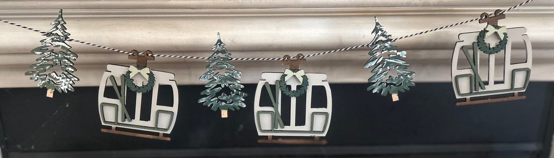 Miniature Gondola Banner. Ski and Snowboard Decor Garland. Set of 5 ...